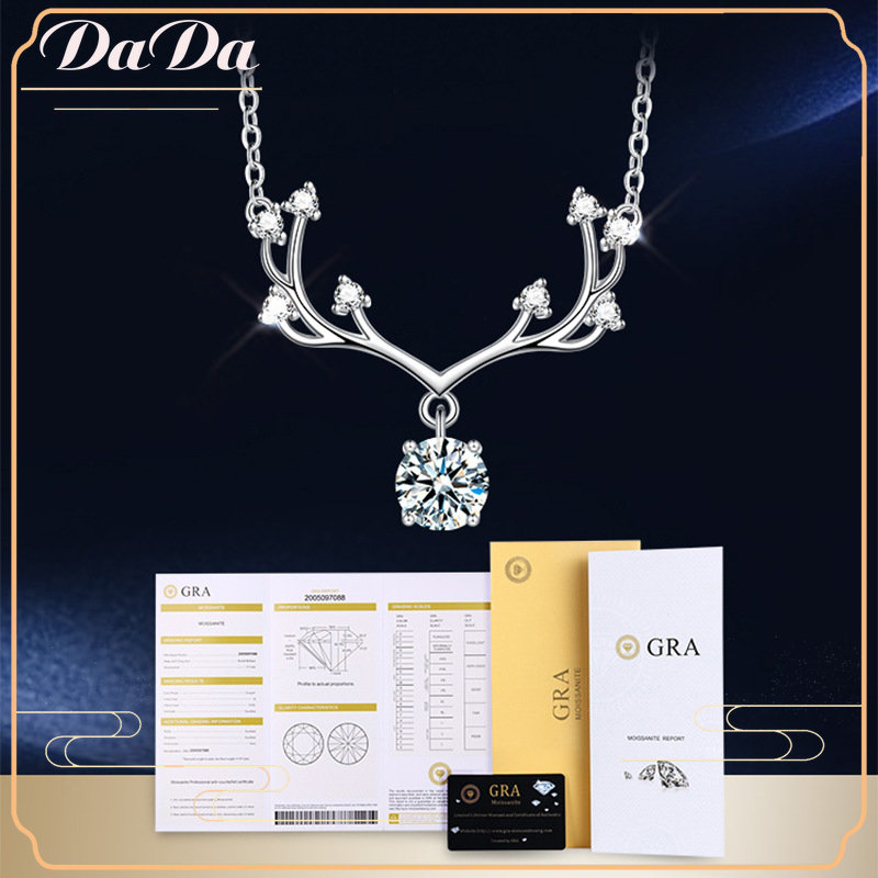 925 Sterling Silver One Deer Has You Moissanite Necklace Female Ins