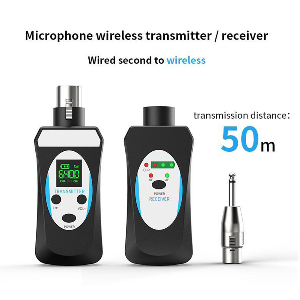 UHF Wireless Microphone Converter XLR Transmitter Receiver Audio ...