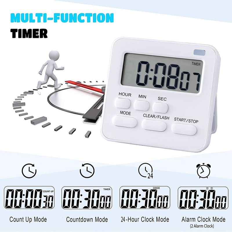 Kitchen Timer,Egg Timer with Clock,Digital Timer Stopwatch with LCD ...