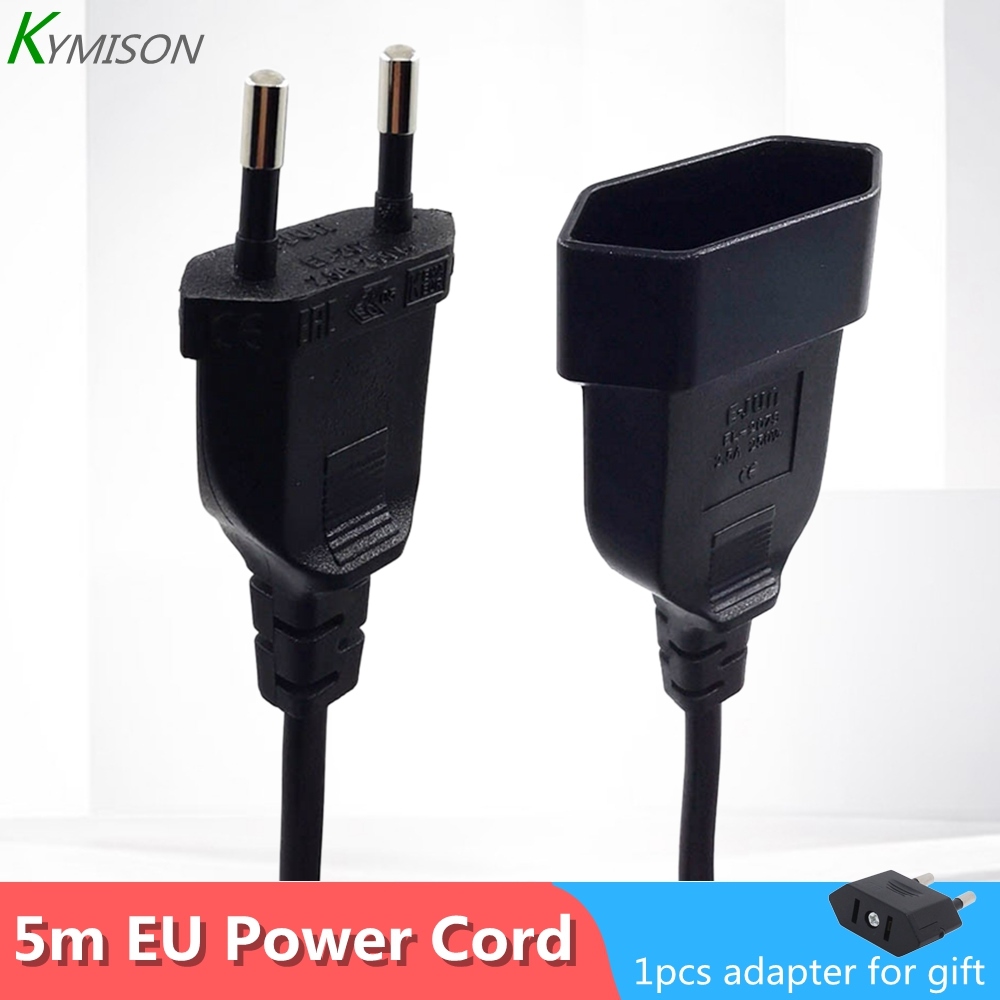 5m European Russia Male to Female Power Extension Cord EU 2 Prong VDE ...
