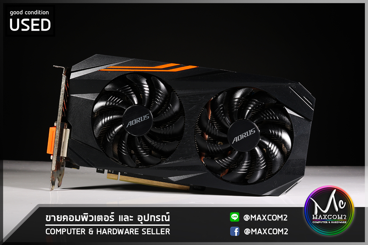 MAXCOM2 การ์ดจอ : GIGABYTE AORUS RADEON RX 580 8GB ( NO BOX ) 2 พัดลม ...