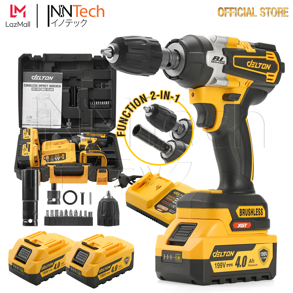 DELTON 2in1 บล็อกแบต & สว่าน 199V รุ่นใหม่! มอเตอร์ BRUSHLESS ไร้แปรงถ่าน พร้อมแบตเตอรี่ Li-ion ...