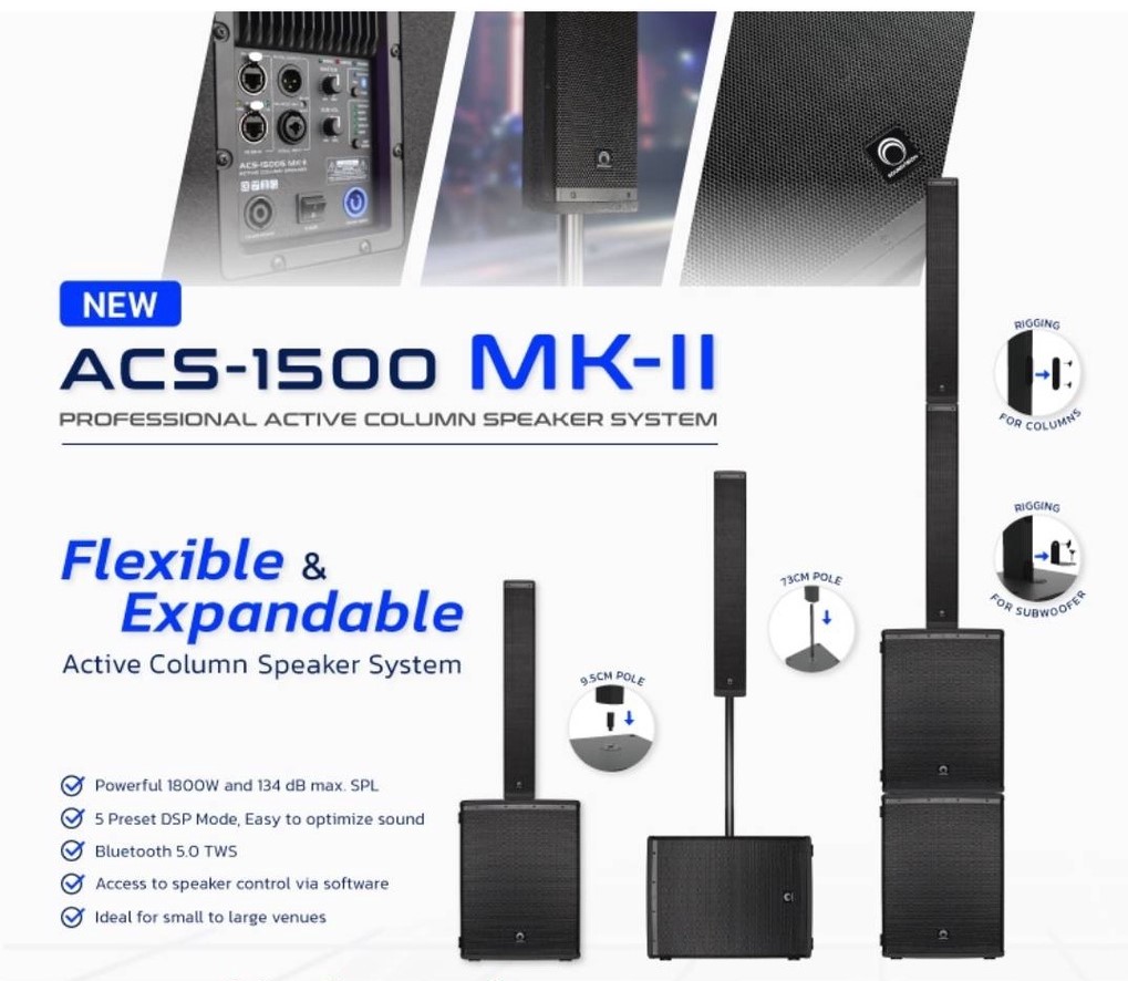 ชุดตู้ลำโพง Soundvision ACS-1500 MKII Active Column Subwoofer 1800 ...