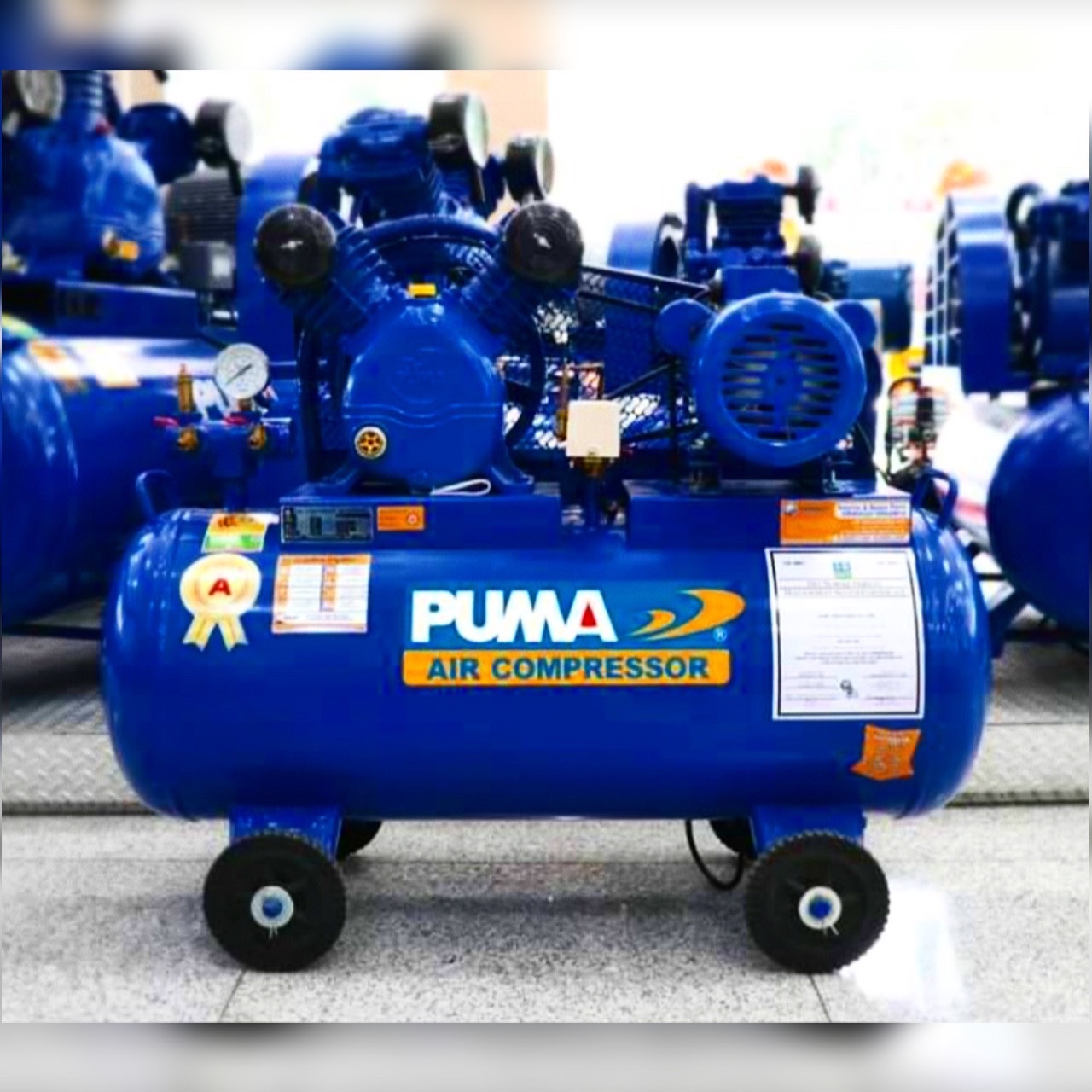 PUMA ปั๊มลมสายพราน รุ่น PP21-PPM220V 92ลิตร 1HP (รวมมอเตอร์) แรงดันลมได้ 8-10 บาร์ 115-142 ปอนด์ ...