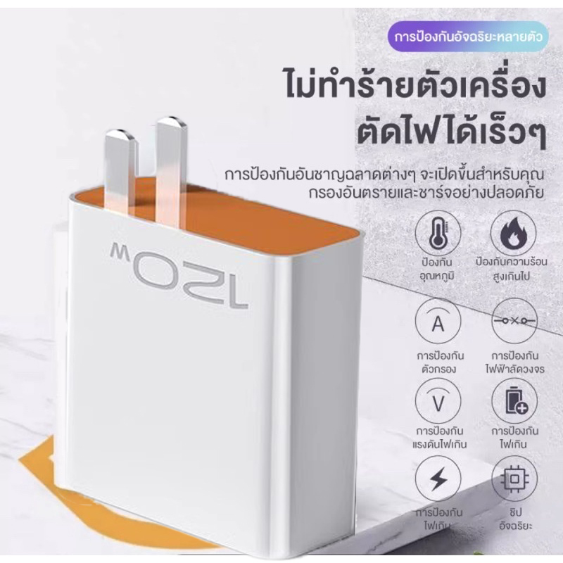 หัวชาร์จ120Wสายชาร์จ120W Super Charger 6A Cable LED OD6.0หนา สายซิลิโคน ...