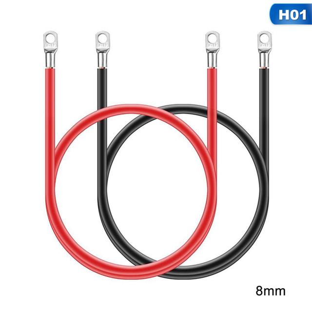 2pcs 50cm Copper Wire Negative Battery Ground Cable Terminal Kit 5AWG ...