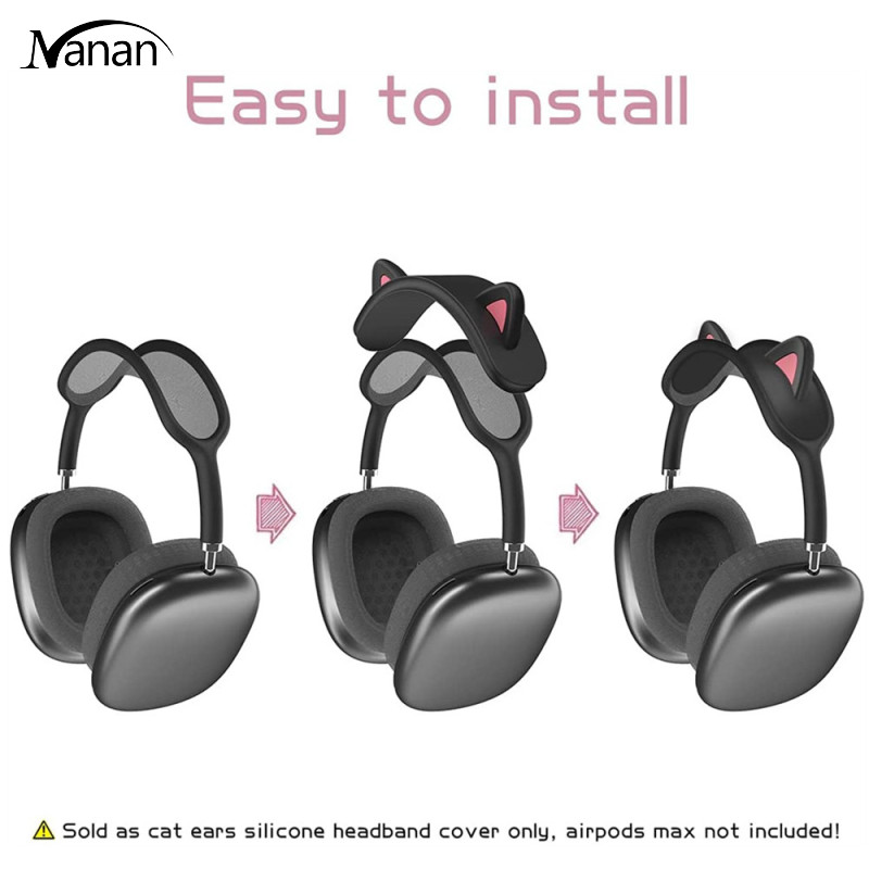 Cute Cat Ears Protector Covers Wireless Bluetooth-compatible Soft ...