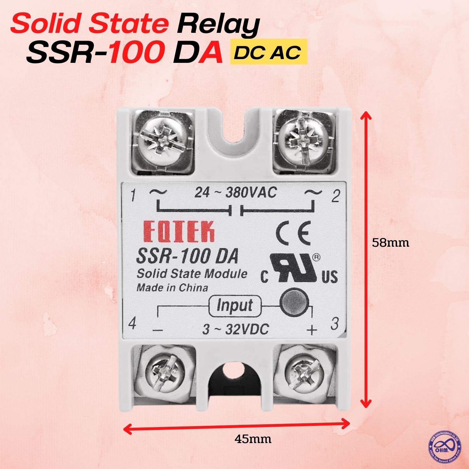 SSR-100 DA (Solid State Relay) โซลิสเตท รีเลย์ มีของในไทยพร้อมส่งทันที DC-AC SSR-100DA โซลิดสเตต ...