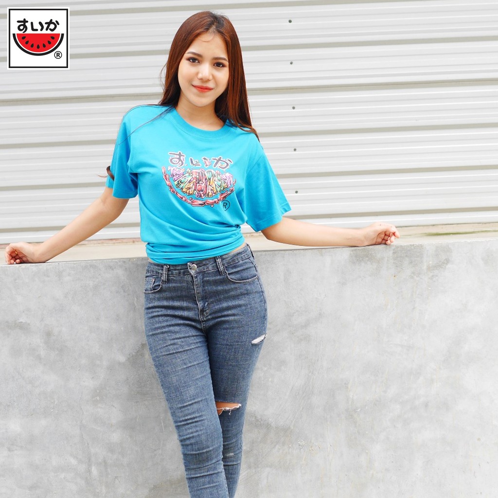 แตงโม (SUIKA) - เสื้อยืดคอกลม ลายอัญมณี สี ฟ้า (Sapphire) ( TM.O-005 ...