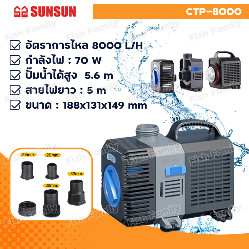 SUNSUN GRECH ปั๊มน้ำประหยัดไฟ รุ่น CTP 5000 / CTP 6000 / CTP 7000 และ CTP 8000 ปั๊มน้ำตู้ปลา ...