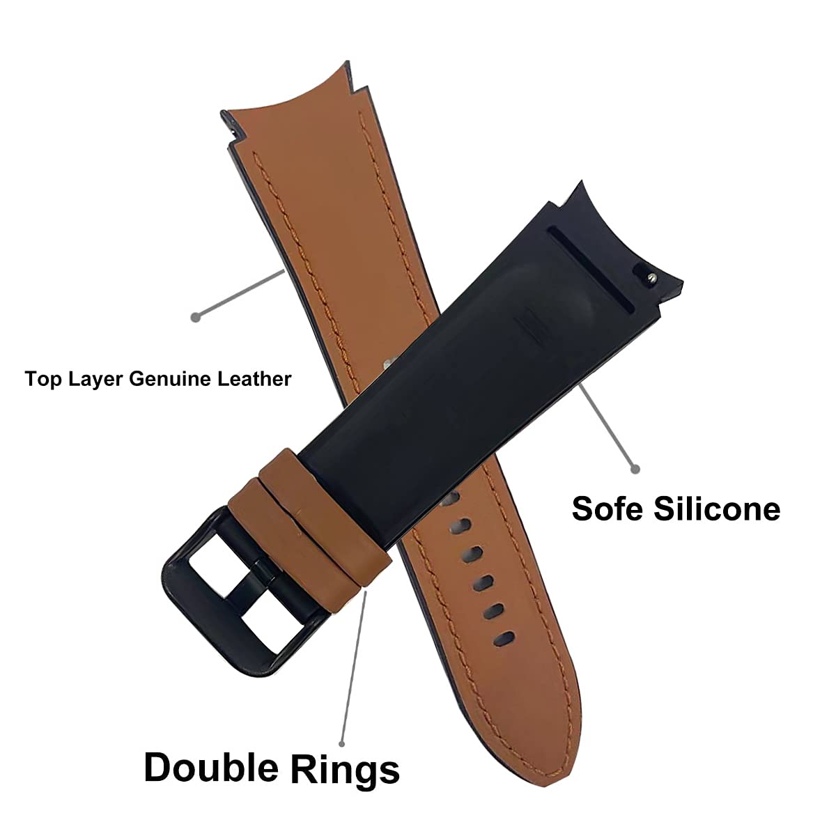 Leather strap For Samsung Galaxy Watch 4 classic 46mm 42mm 44mm 40mm No ...