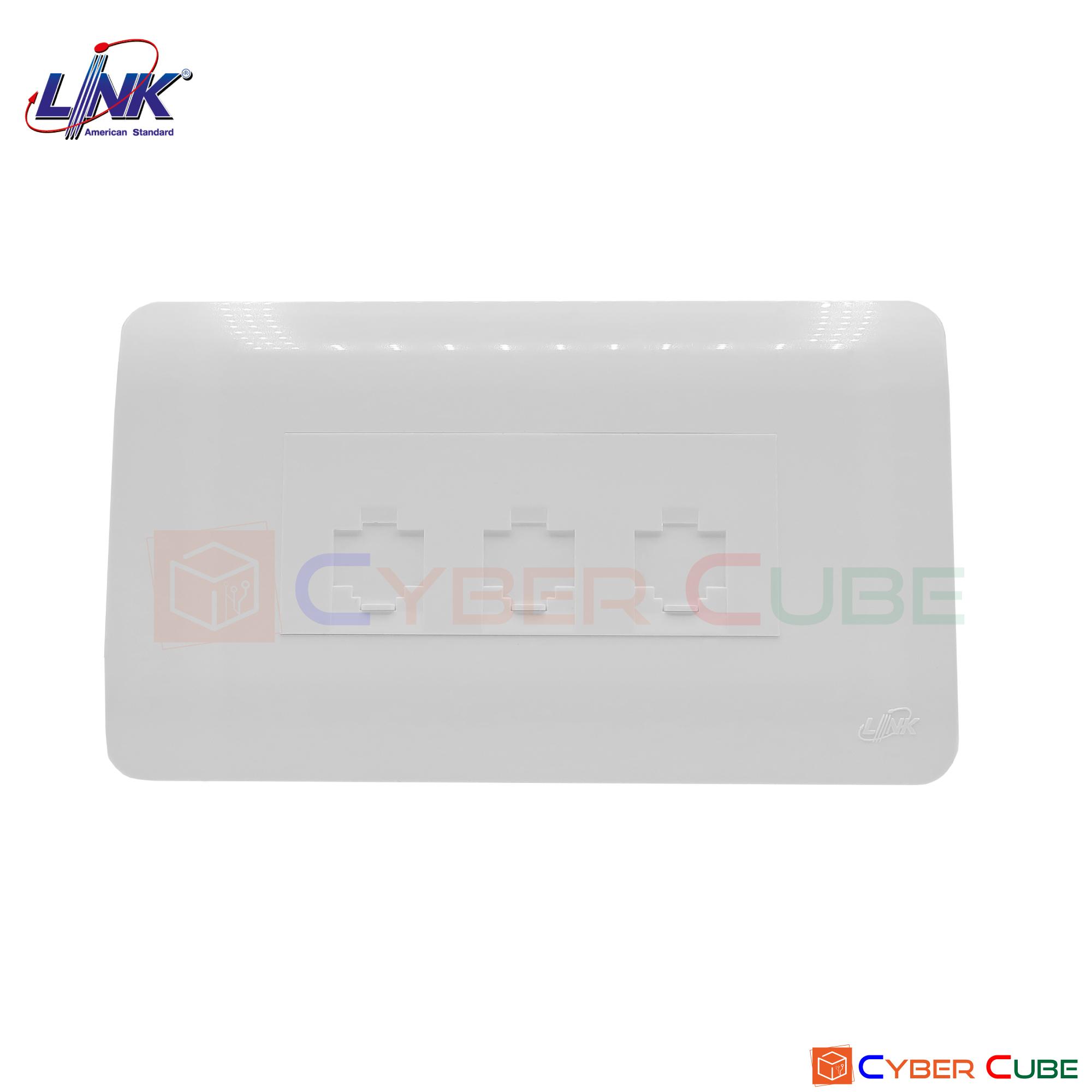 LINK US-2333 SHINY EXCLUSIVE FACE PLATE 3 PORT w/Shutter, WHITE (1 Pcs.) / ฝาครอบสวยหรู 3 ช่อง ...