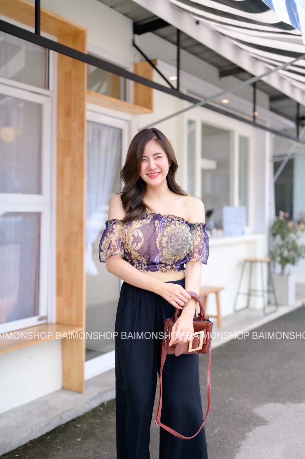 เสื้อครอป สม็อตปาดไหล่ ผ้าสวย b - Touchski V.3 - ThaiPick