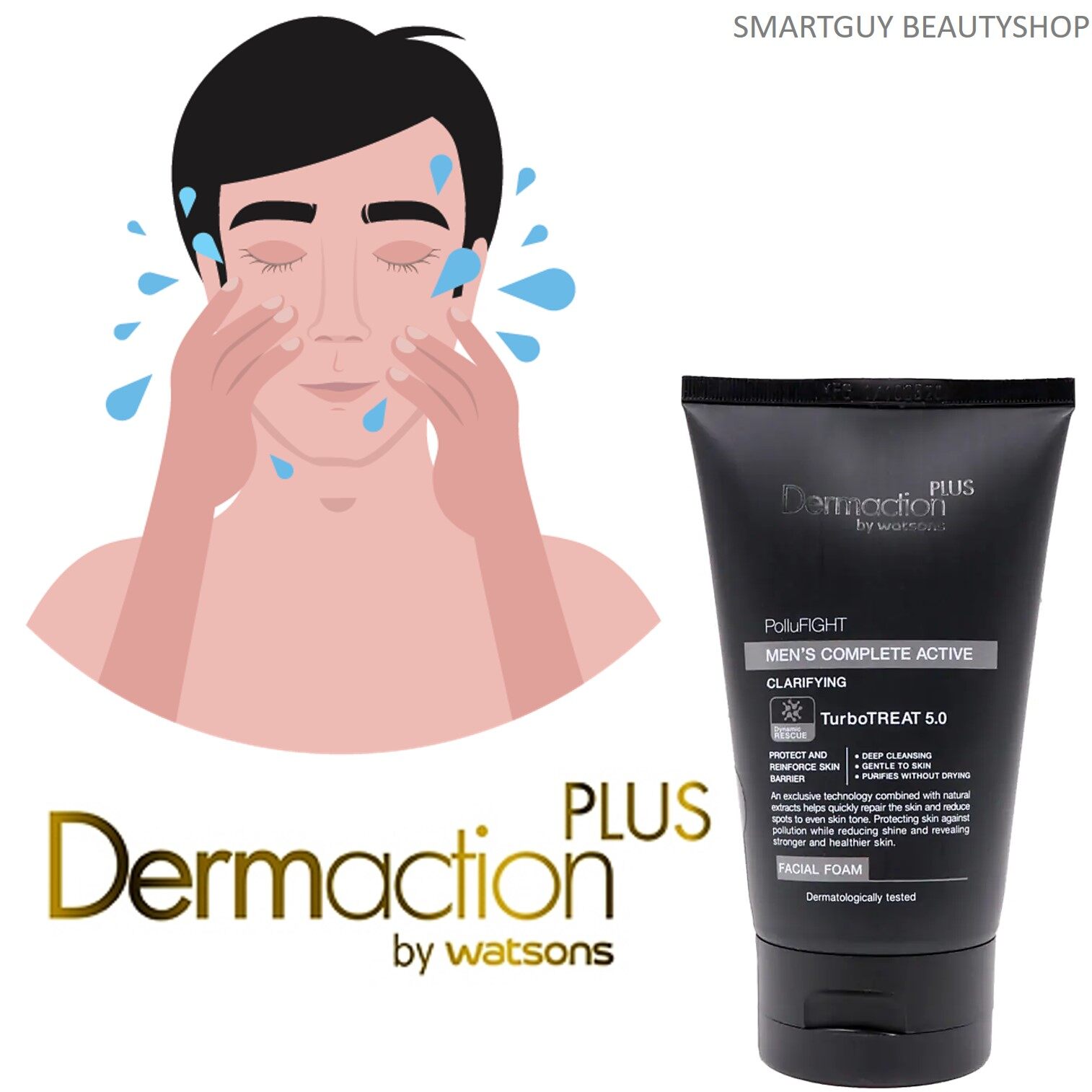 Dermaction Plus By Watsons Men’s Complete Active Facial Foam คลีนซิ่ง ...