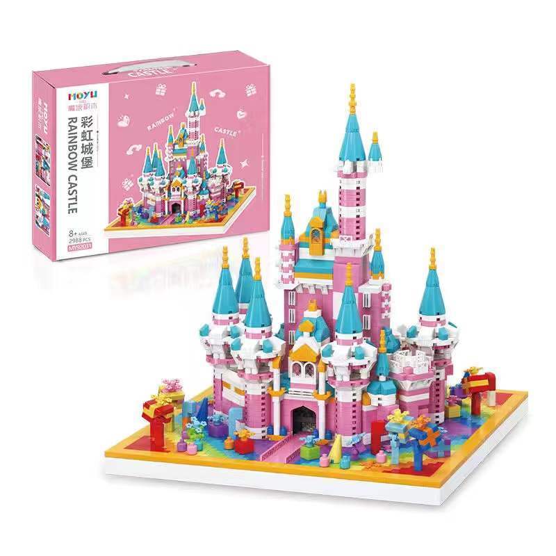 ใช้งานร่วมกับ LEGO อิฐ Disney Pink Castle Girls Series อนุภาคขนาดเล็ก ...