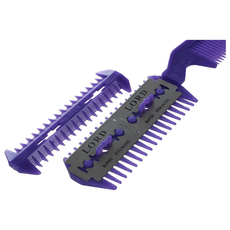 2X Metal Blade Razor Plastic Hair Comb Cutter Trimmer Purple ...