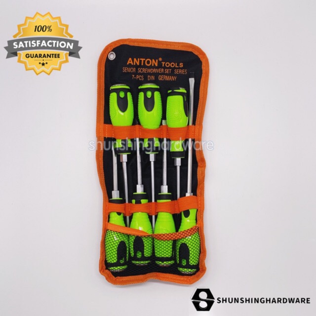 ANTON ชุดไขควงตอก 7ชิ้น เหล็ก CR-V (สีเขียว) - ANTON TOOLS - ThaiPick