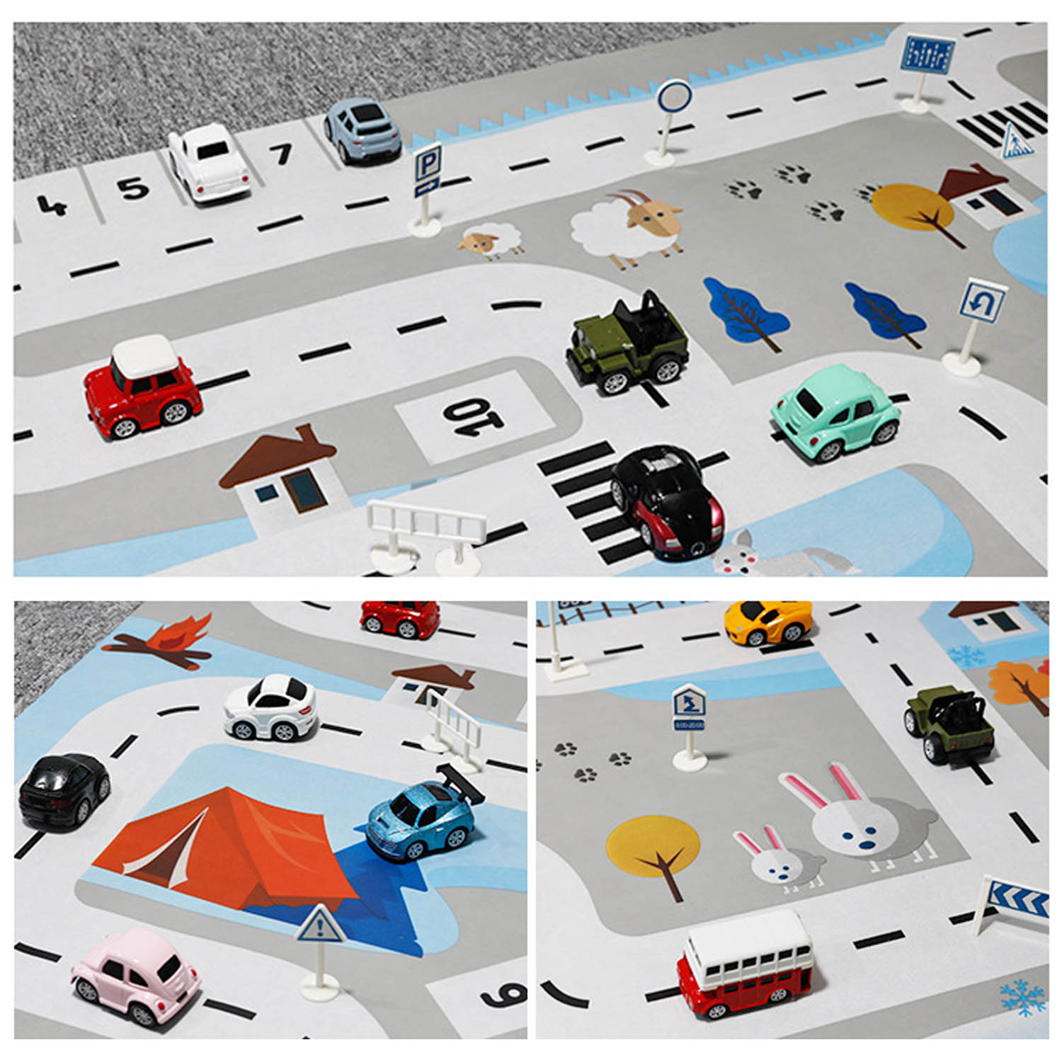 19pcs Kids City Road Playmat Taffic Car Highway Map Blanket City Scene ...