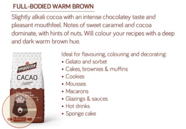 (วอร์มบราวน์) แวนฮูเต็น ผงโกโก้ สีวอร์มบราวน์ VAN HOUTEN CACAO Powder Full-Bodied Warm Brown 1KG ...