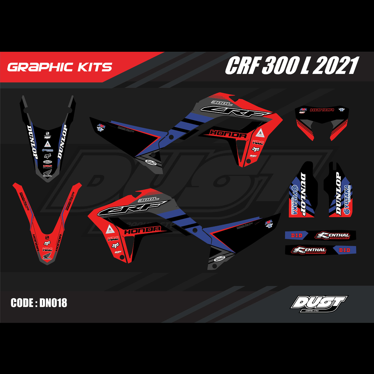 สติ๊กเกอร์วิบาก Honda CRF 300L 2021 ทั้งคัน Graphic kit สติ๊กเกอร์ ...