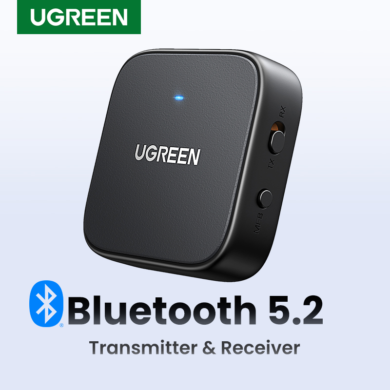 UGREEN Bluetooth 5.2 Transmitter Receiver 2-in-1 Wireless 3.5mm Aux Bluetooth Adapter Compatible ...