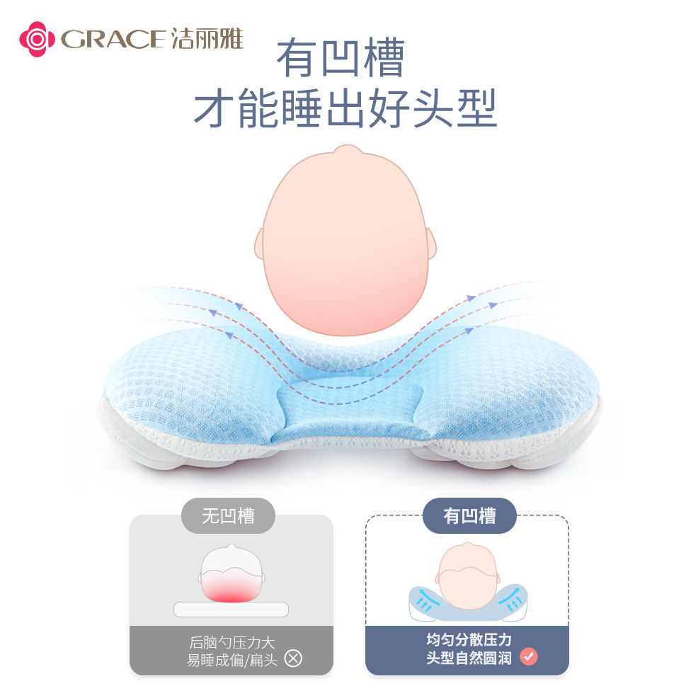 Jie Liya baby latex pillow 01-year-old stereotyped pillow anti-bias ...