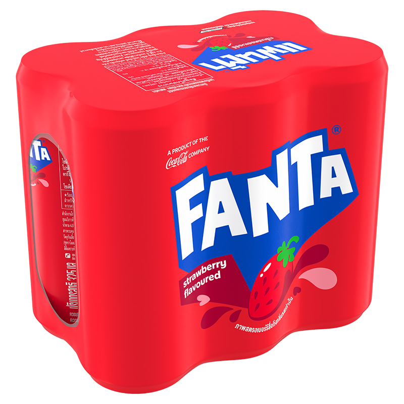แฟนต้า น้ำอัดลม น้ำแดง 325 มล. 6 กระป๋อง Fanta Soft Drink Strawberry ...