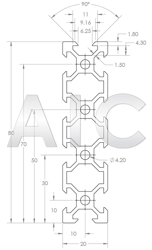 Aluminum Profile อลูมิเนียมโปรไฟล์ V-Slot ขนาด 20x80 มม. สีเงินดำ ความยาว 300-1000 มม. AIC ผู้นำ ...