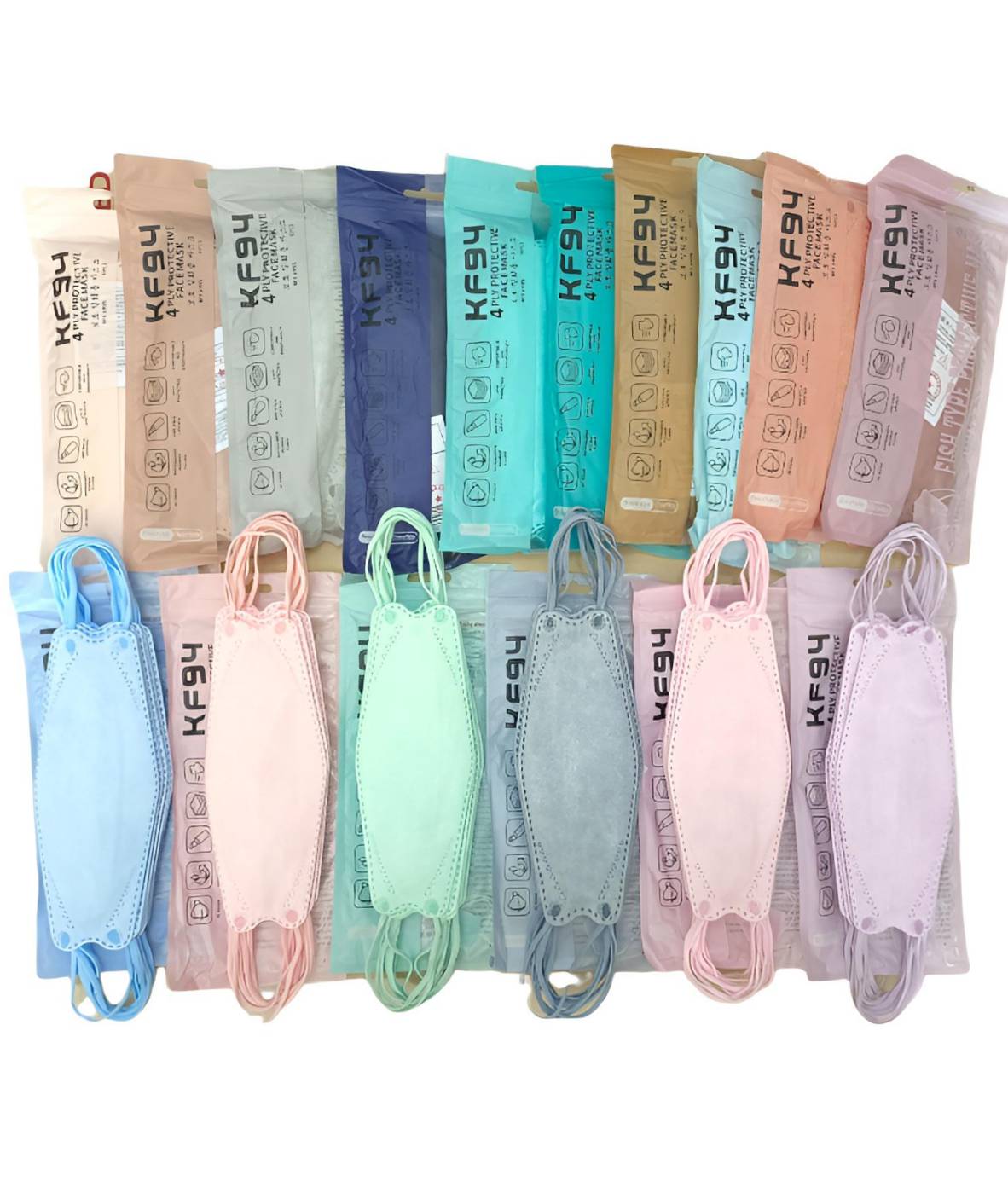 kf94 แมสเกาหลี4ชั้น หน้ากากอนามัยทรงเกาหลีใส่สบายหายใจสะดวกสีสันสวยงามแพค10ชิ้น - 887. - ThaiPick