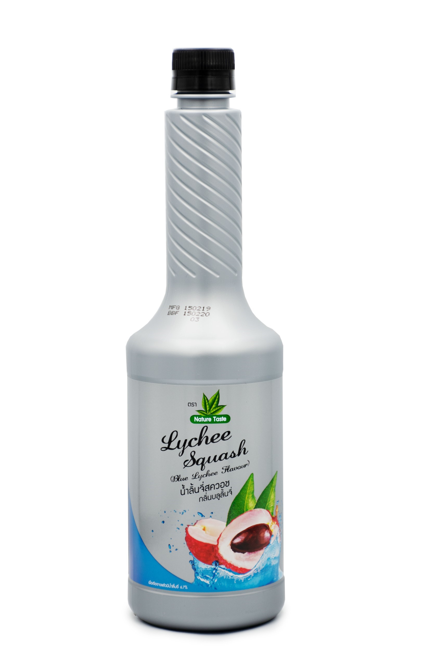 [แบบขวด] น้ำเชื่อมกลิ่นบลูลิ้นจี่ ขนาด 750 มล. ยี่ห้อ เนเจอร์เทส (ฺBlue ...