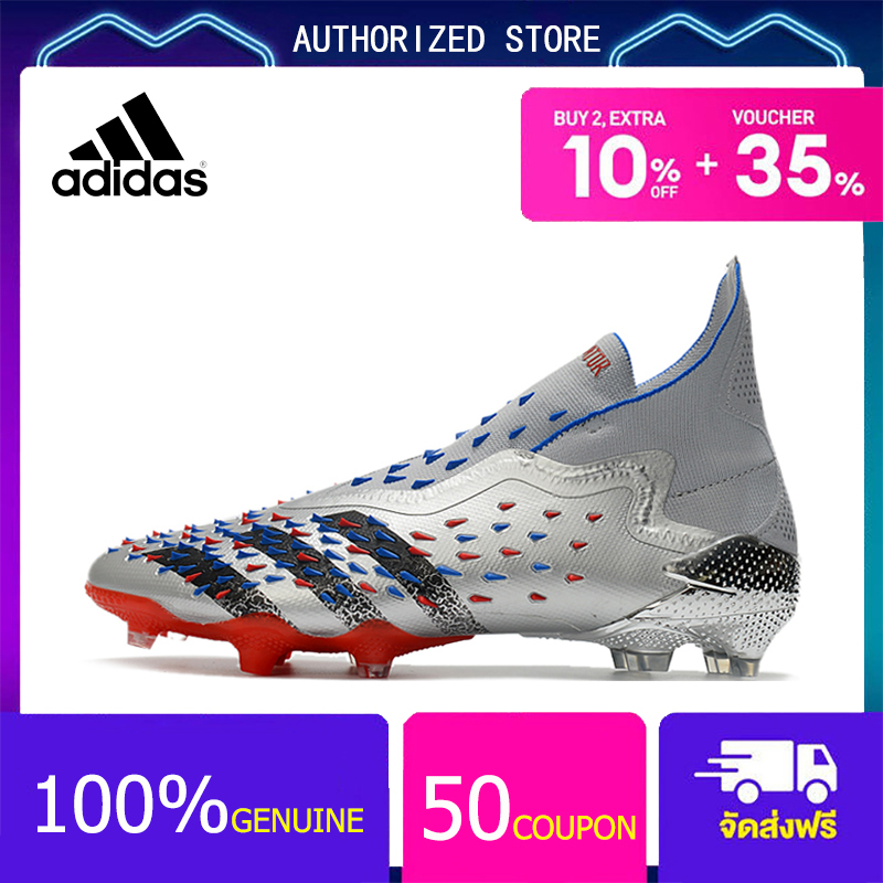 100 genuineAdidas Football Shoes-Adidas PREDATOR FREAK FG silver Size ...