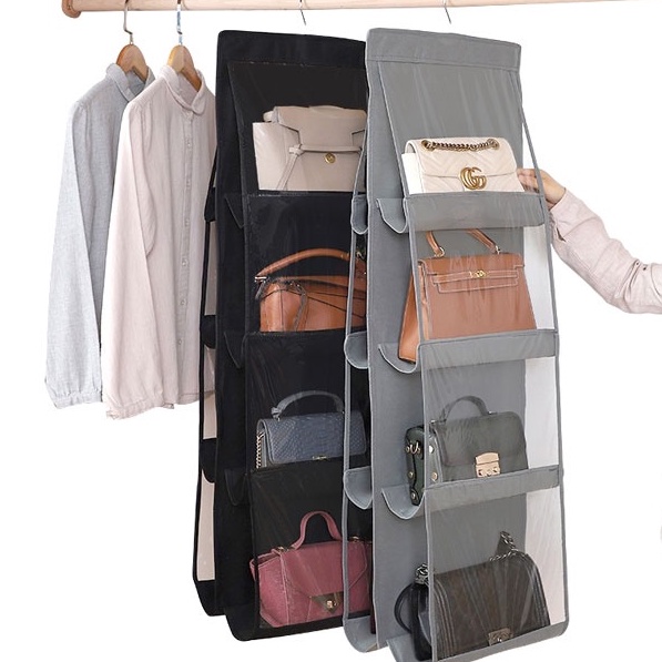 8 Grids Women Bag Organizer Storage Hanging Anti-dust Shelf Tote Bag ...
