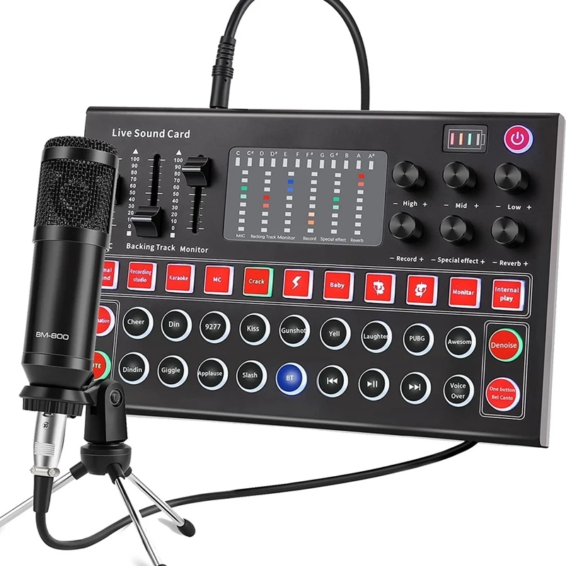 M9 Audio Sound Card การ์ดเสียง Live Voice Mixer การ์ดเสียง USB เอฟเฟกต์ ...