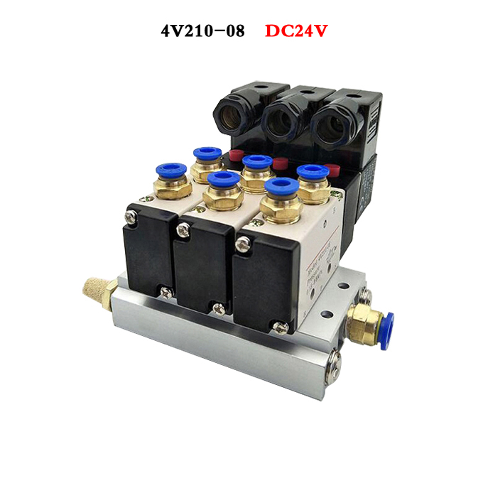 4V210-08 5Way 2 Position Electric Solenoid Valve 3 Sets 1/4 Port Size ...