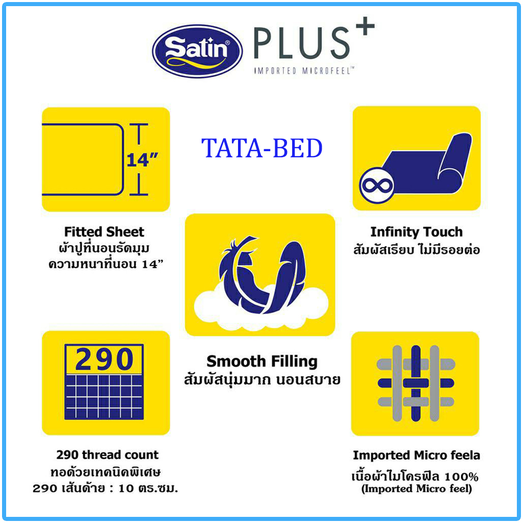 Satin Plus PP-TT (ชุด 6ชิ้น) ผ้าปูที่นอน ผ้านวมขนาด90x100 (เลือกขนาด 5 ...