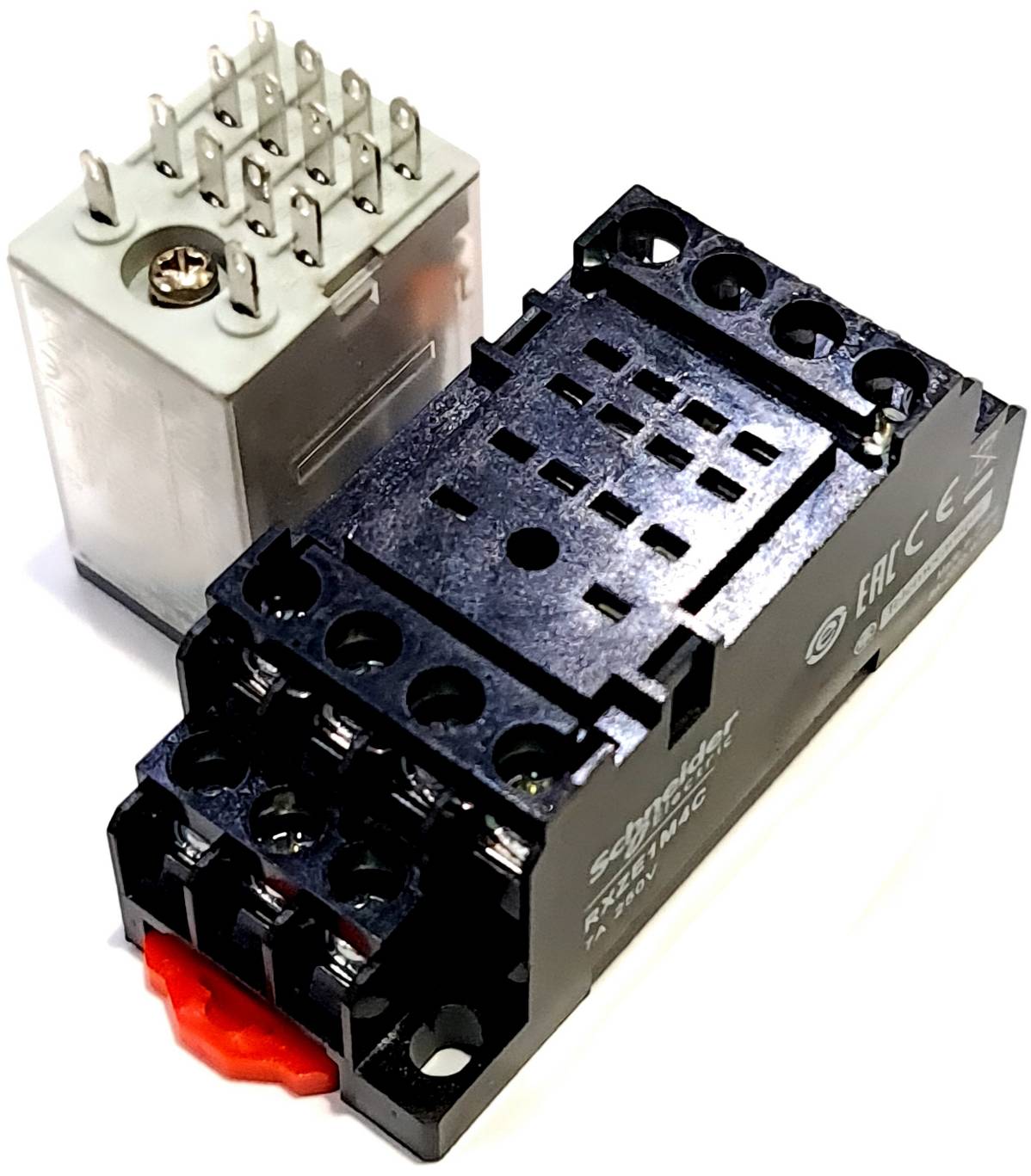 (Lot of 10) Schneider Electric RXM4LB2P7 Relay 230VAC 3A, 4-Contact with Socket RXZE1M4C 14-pins ...