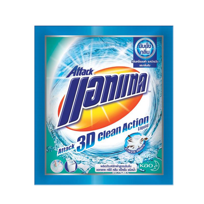Attack 3D Liquid Detergent Clean Action Blue 35 ml x 12.แอทเทค ทรีดี ...