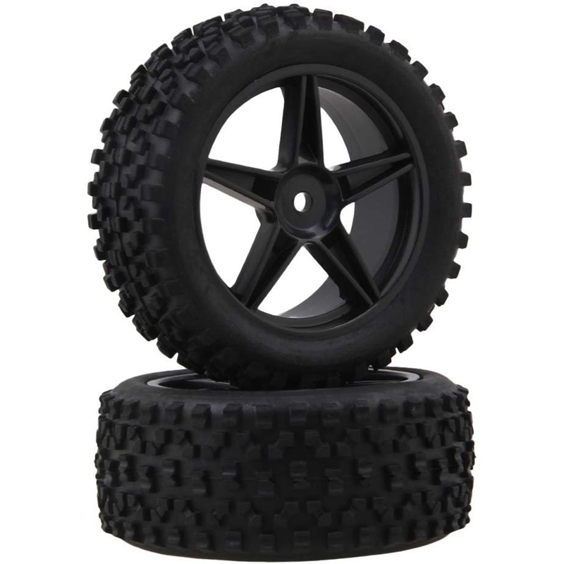 4Pcs Front Rear Pentagram Plastic Wheel Rims + High Grip Rubber Tires ...