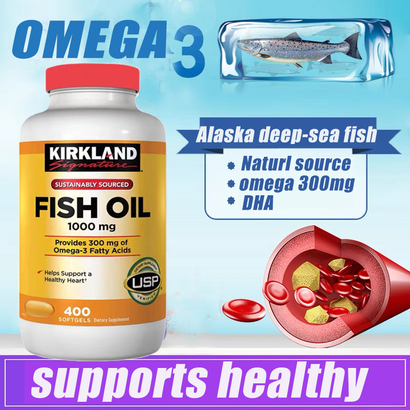 Kirkland ,Signature,Fish Oil ,400 Softgels ,1000mg มก,น้ำมันปลา,หัวใจ ...