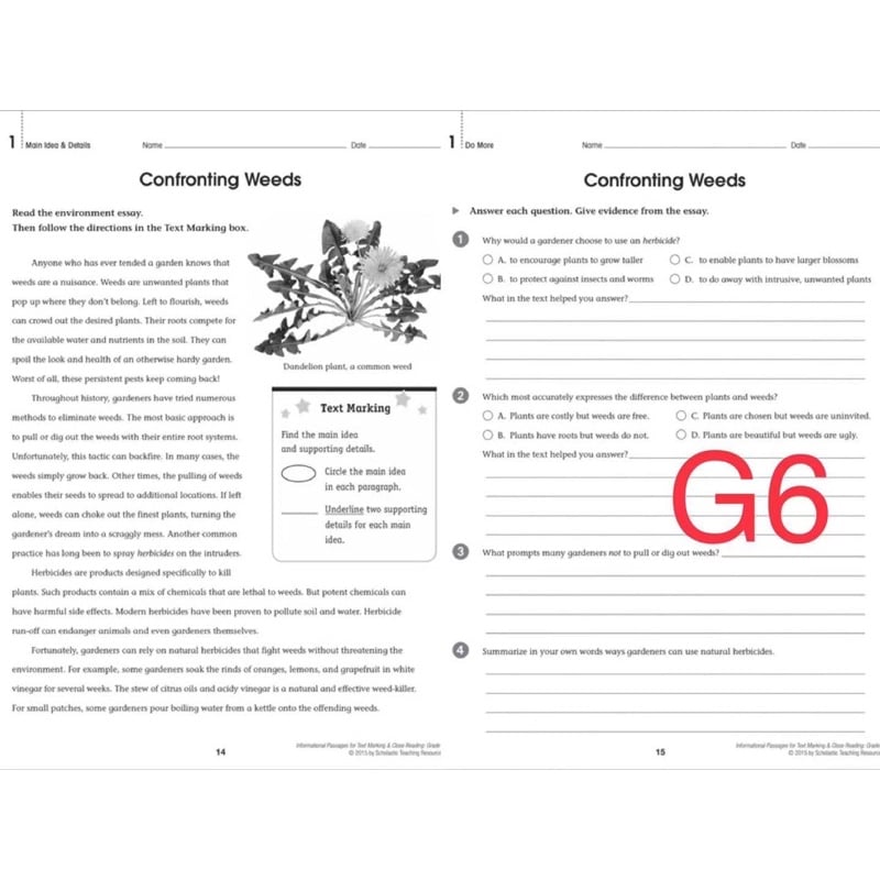 Informational Passages for Text Marking Close Reading Grade 1-6 ...