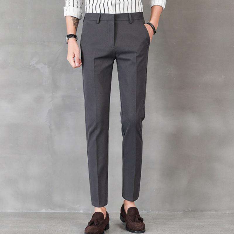 New Autumn Drape Trousers Men Nine Points Slim Korean Fashion Slim Feet ...