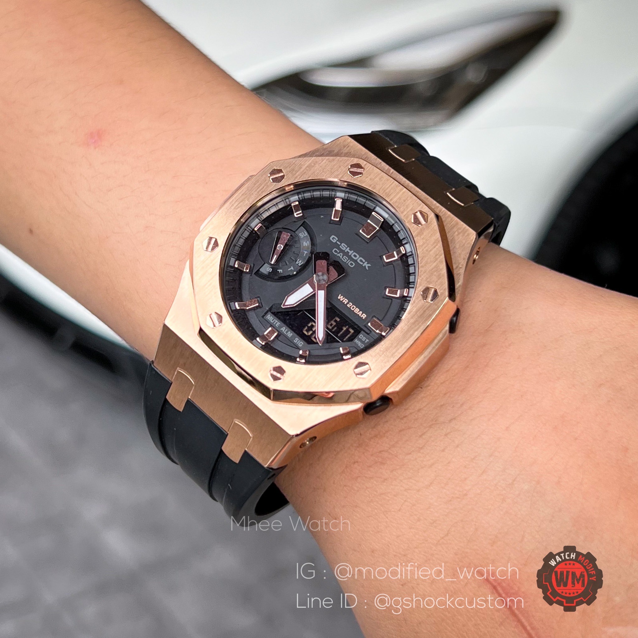 G-Shock Casioak Black Rosegold Steel Rubber Strap G-Shock mini 42mm ...