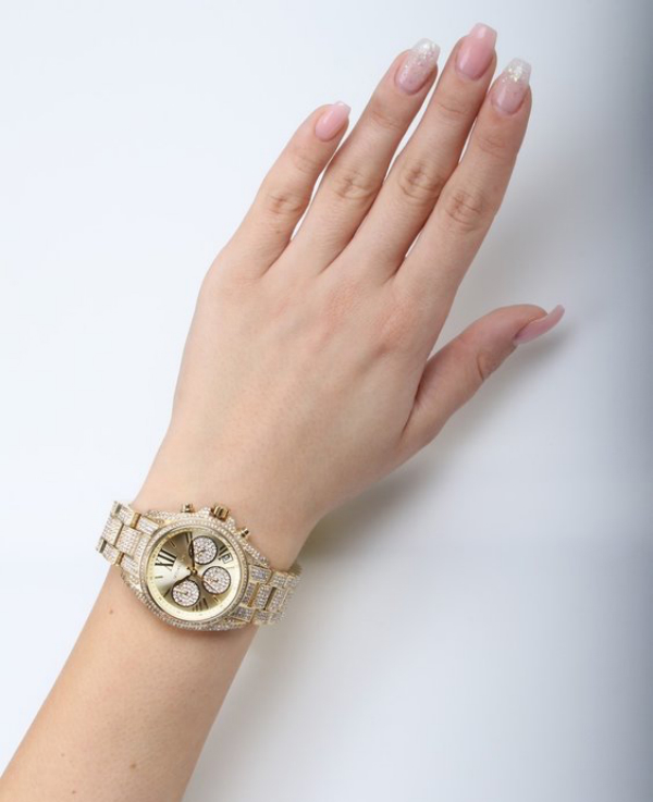 นาฬิกาข้อมือผู้หญิง MK6494 MICHAEL KORS Mini Bradshaw Crystal Pave Gold ...