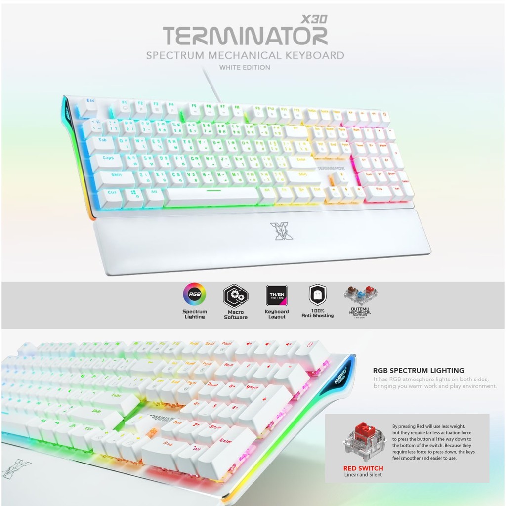 โปรโมชั่น Nubwo X30 Terminator / Mechanical Gaming Keyboard RGB Switch ...