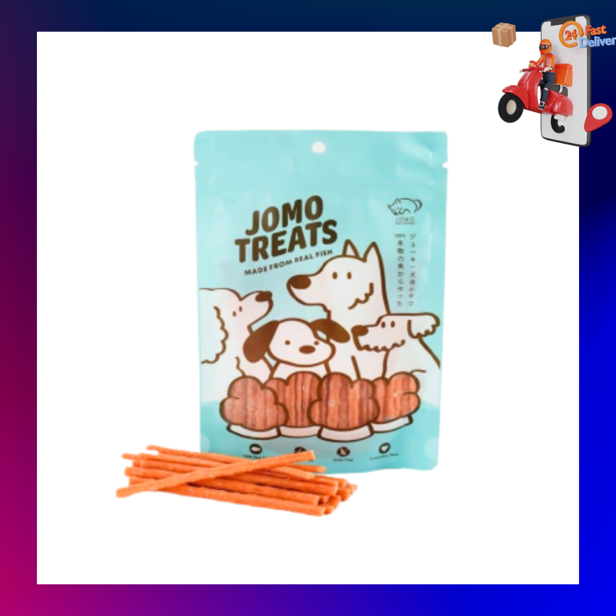 JOMO TREATS โจโม่ ทรีทส์ ขนมสุนัข ทำจากเนื้อปลาแซลมอนปลาเนื้อขาวกับปลา ...