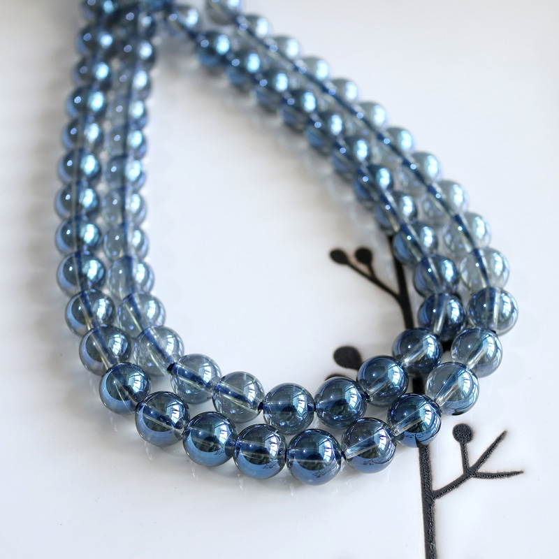 natural blue angel aqua aura crystal quartz 6-10mm round loose beads jewelry making DIY for ...