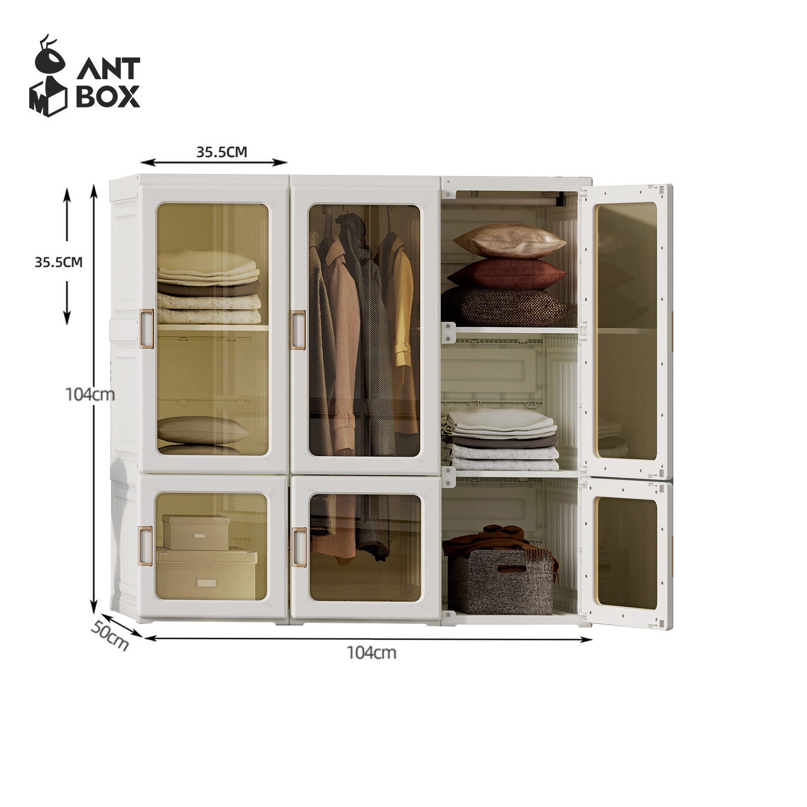 ANTBOX ตู้เสื้อผ้า 6- 15 ช่อง ประตูใสโปร่งแสงมองเห็นด้านในได้ สไตล์โมเดิร์น เหมาะกับการแต่งห้อง ...