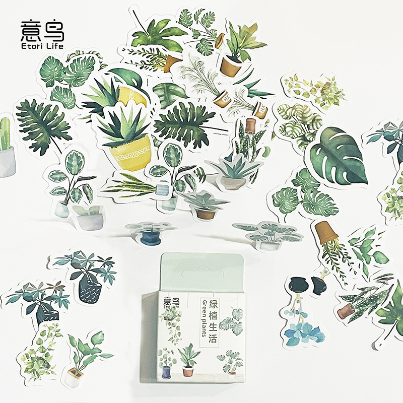 46 pcsbox Green plants Decorative Stickers Scrapbooking diy Stick Label ...