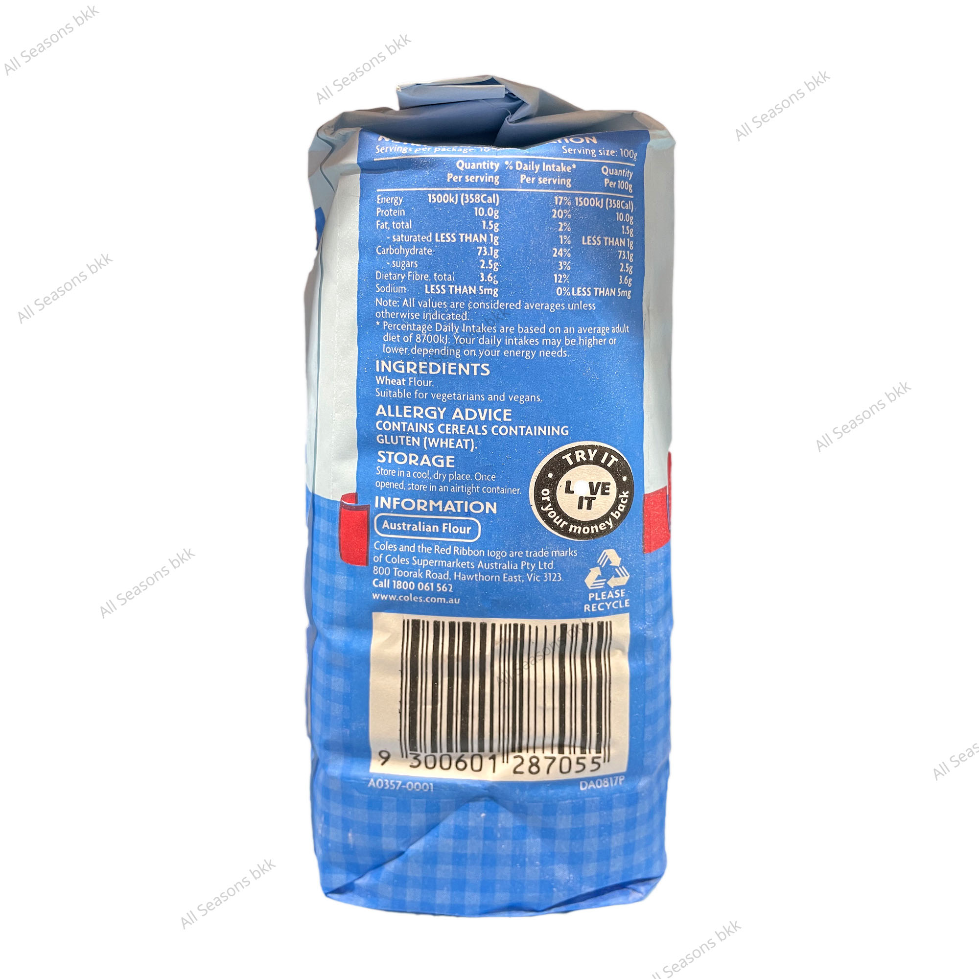 Coles แป้งสาลี ไม่ฟอกสี White Plain Flour ขนาด 1kg. (Best before ...