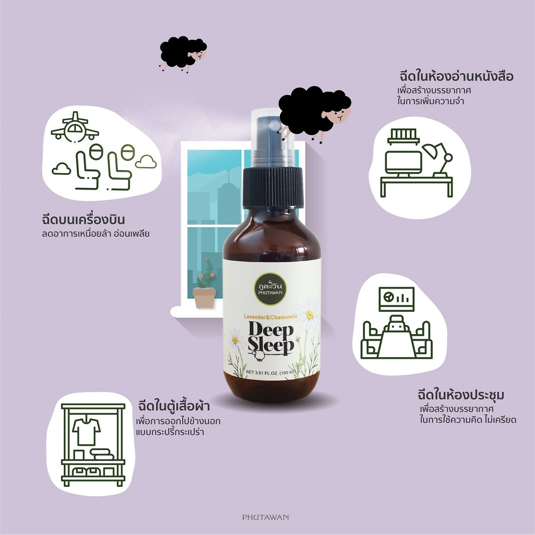 ภูตะวัน สเปรย์ฉีดหมอน ปรับอากาศ ออแกนิค ดีฟ สลิฟ ( phutawan deep sleep ...